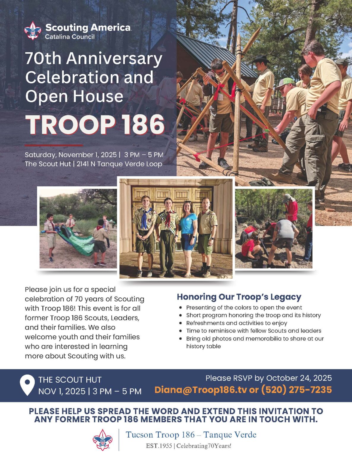 70th Anniversary Celebration and Open House | Tucson Troop 186 - Tanque Verde | 2141 N. Tanque ...